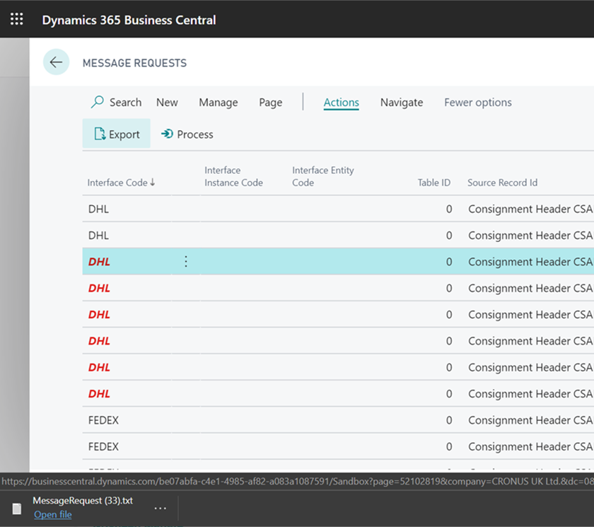 Clever Dynamics - Exporting Message Requests